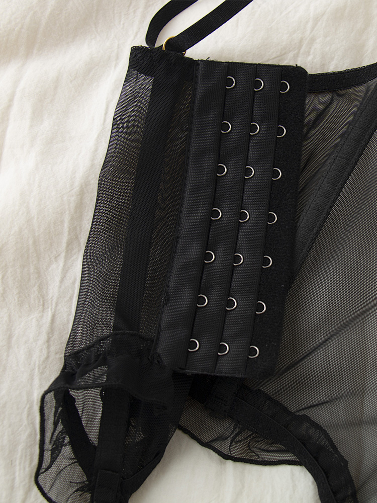 Isabella Baby Doll Corset Set In Black